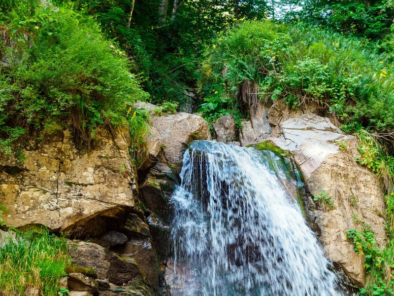 Chara Waterfall in the Mountains in Krasnaya Polyana, Sochi Stock Photo ...