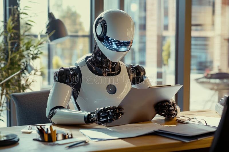 Character Accountant Working with Artificial Intelligence.Generative AI ...