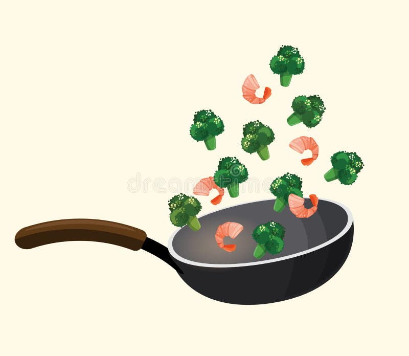 Stir Fry Fresh Vegetables with Pepper in a Pan Stock Vector ...