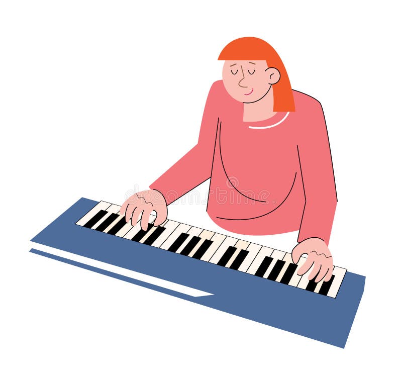Hobby Character People Play Keyboard Vector Illustration Stock Vector ...