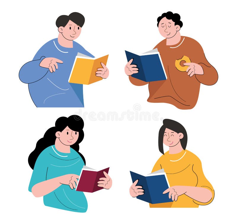 Character People Read Book Vector Illustration Stock Vector ...