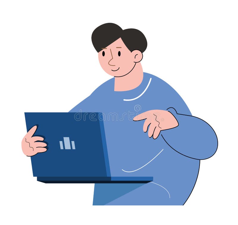 Character People Using Laptop Vector Illustration Stock Vector ...