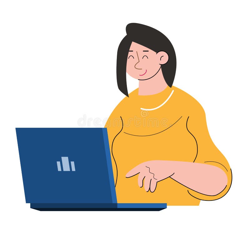 Character People Using Laptop Vector Illustration Stock Vector ...