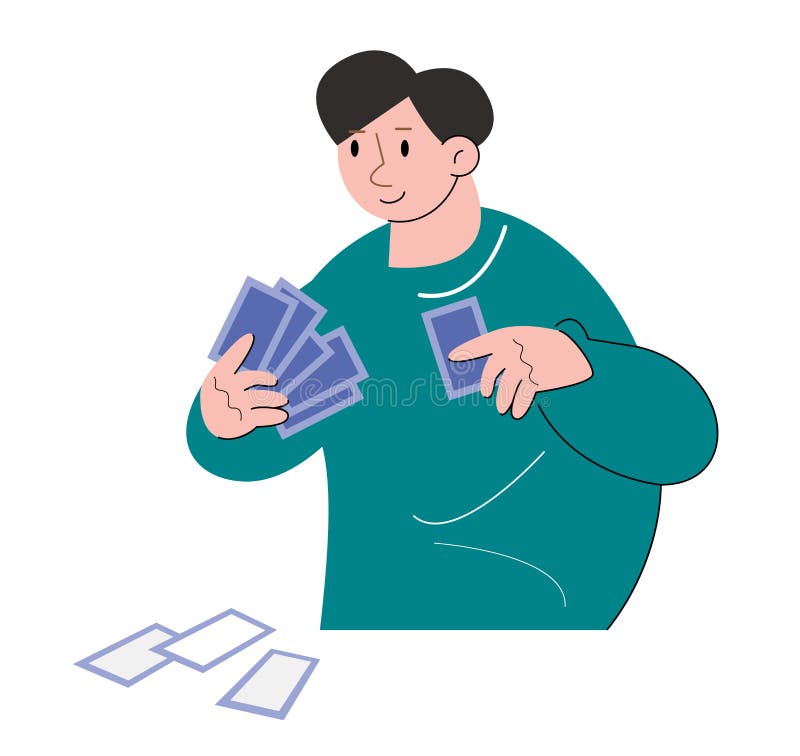 Hobby Character People Playing Cards Vector Illustration Stock Vector ...