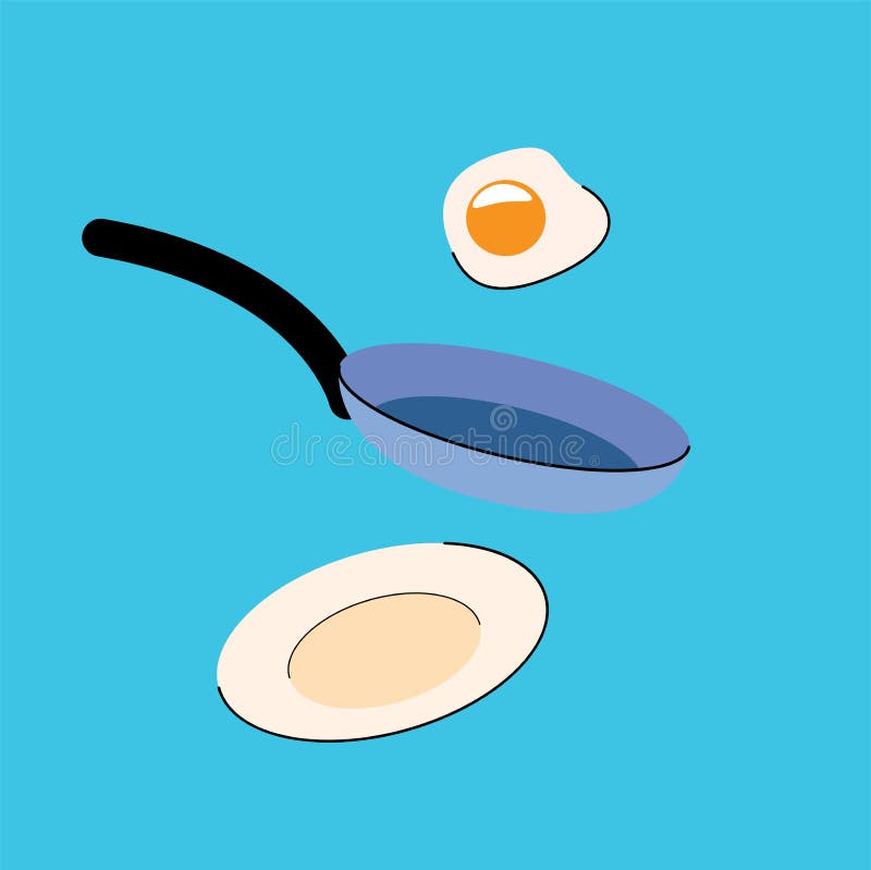 Pan with Fried Egg Cooking Cartoon Vector Illustration Stock Vector ...