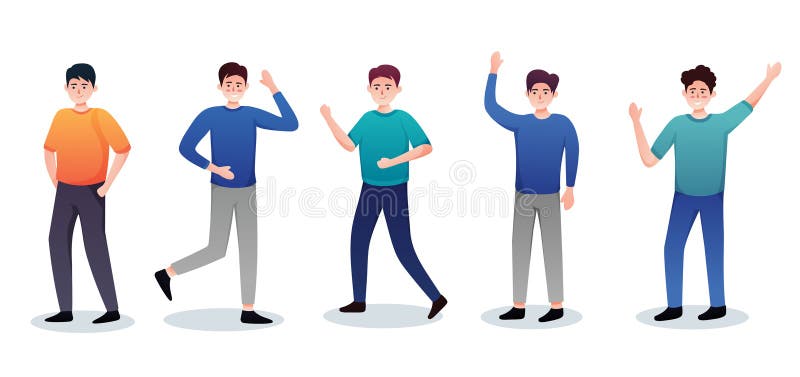 Set of Character People Various Movements Vector Illustration Stock ...