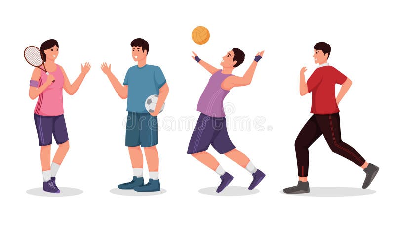 Set of People Playing Sports Vector Illustration Stock Vector ...