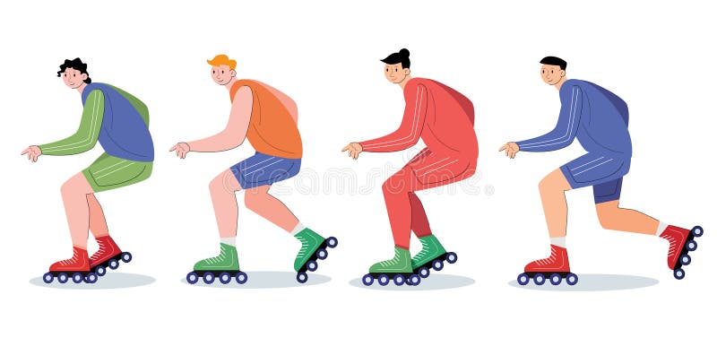 Character People with Roller Skate Vector Illustration Stock Vector ...