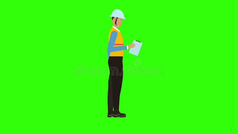 Character Animation of Construction Engineer, Looking on the Project ...
