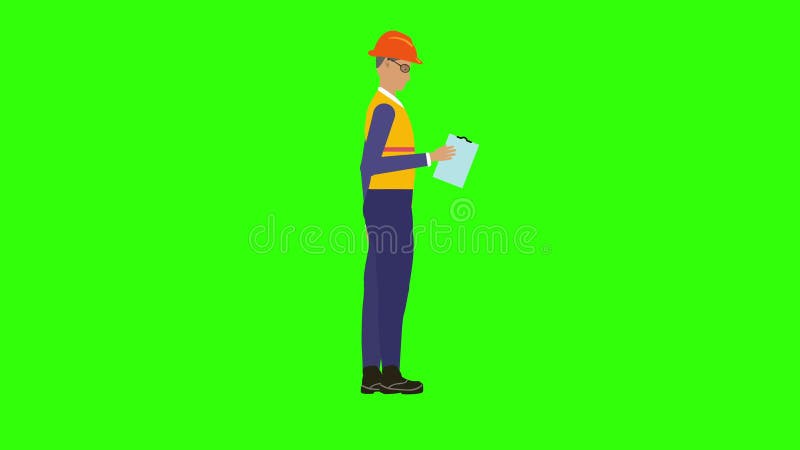 Character Animation of Construction Engineer, Looking on the Project ...