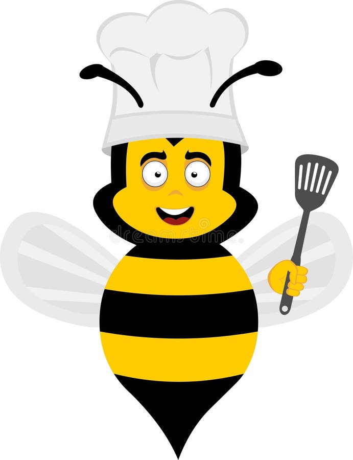 Character Bee Bug Cartoon Chef Cook Cap and Spatula Stock Vector ...