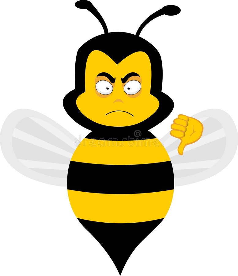 Character Bee Bug Cartoon Hand Thumb Downward Stock Vector ...