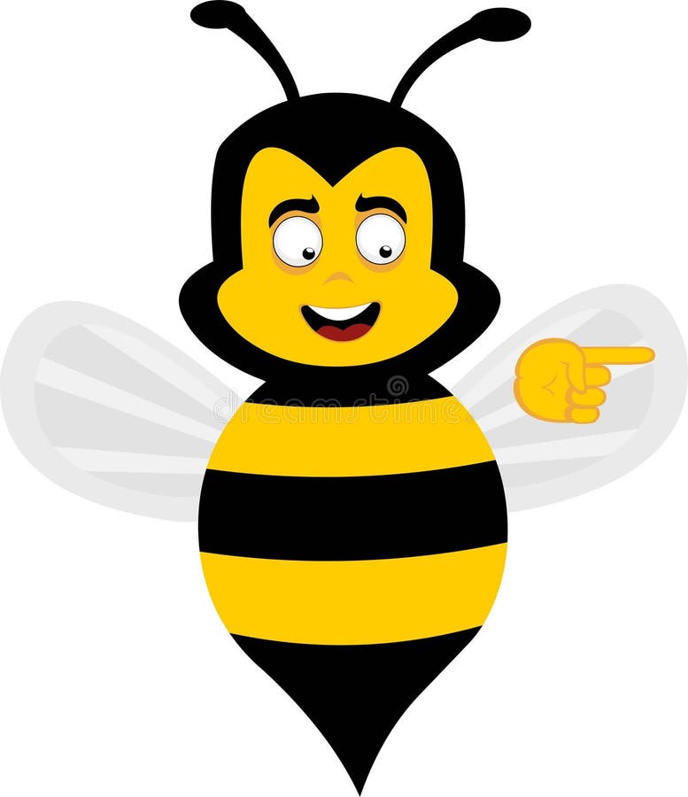Character Bee Bug Cartoon Index Finger Hand Indicating Stock Vector ...