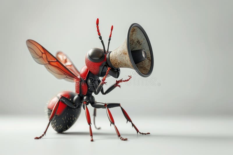 The Character of a Bee Speaking through a Megaphone Stock Photo - Image ...