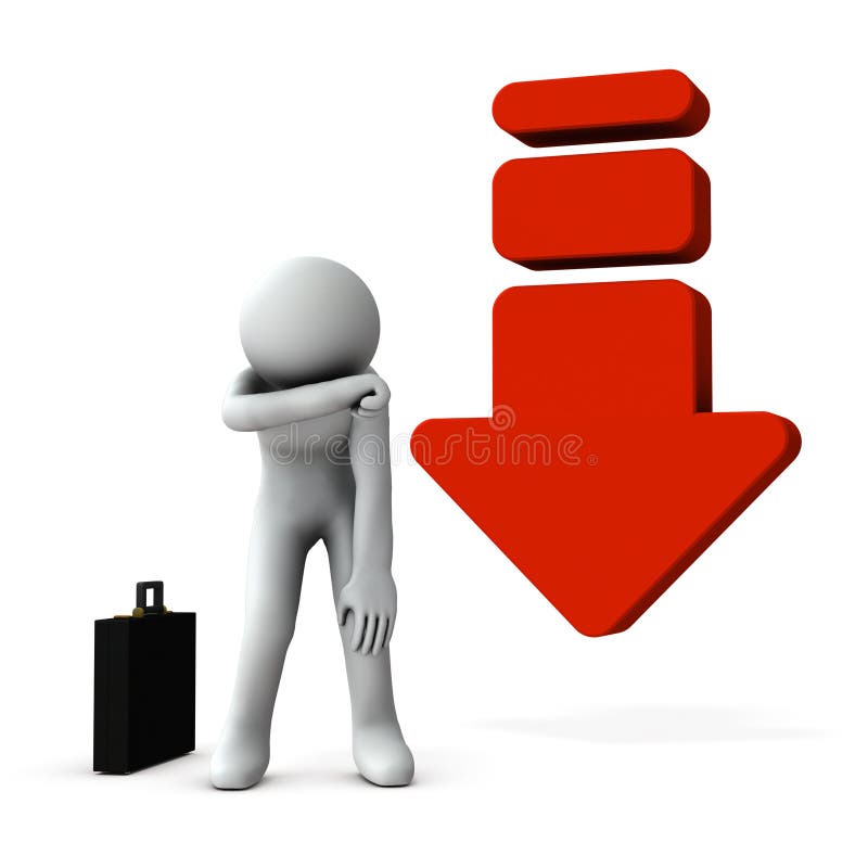 Character with Big Down Arrow. Stock Illustration - Illustration of ...