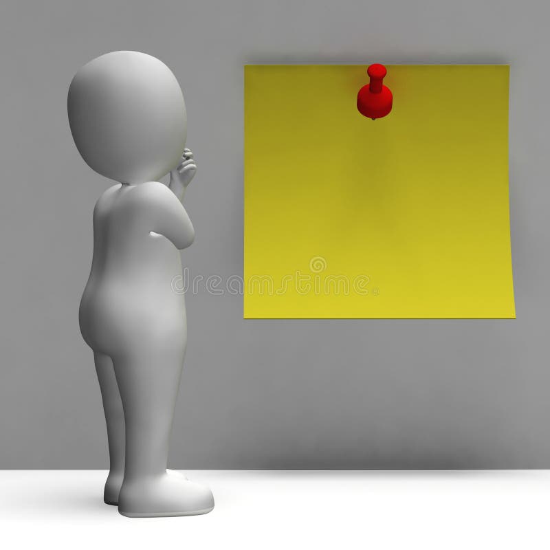 Character and Blank Post it Note for Message Stock Illustration ...