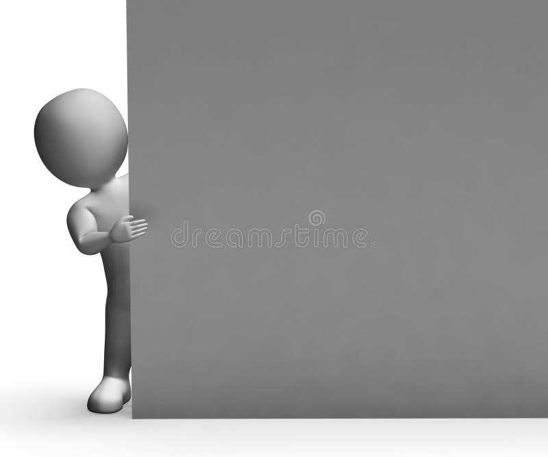 Character with Blank Signboard for Message Stock Illustration ...