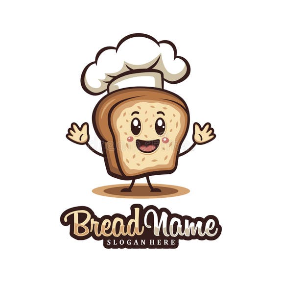 Character Bread with Chef Hat Logo Design Concept Vector. Creative ...
