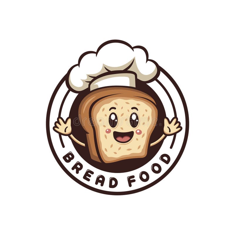 Character Bread with Chef Hat Logo Design Concept Vector. Creative ...