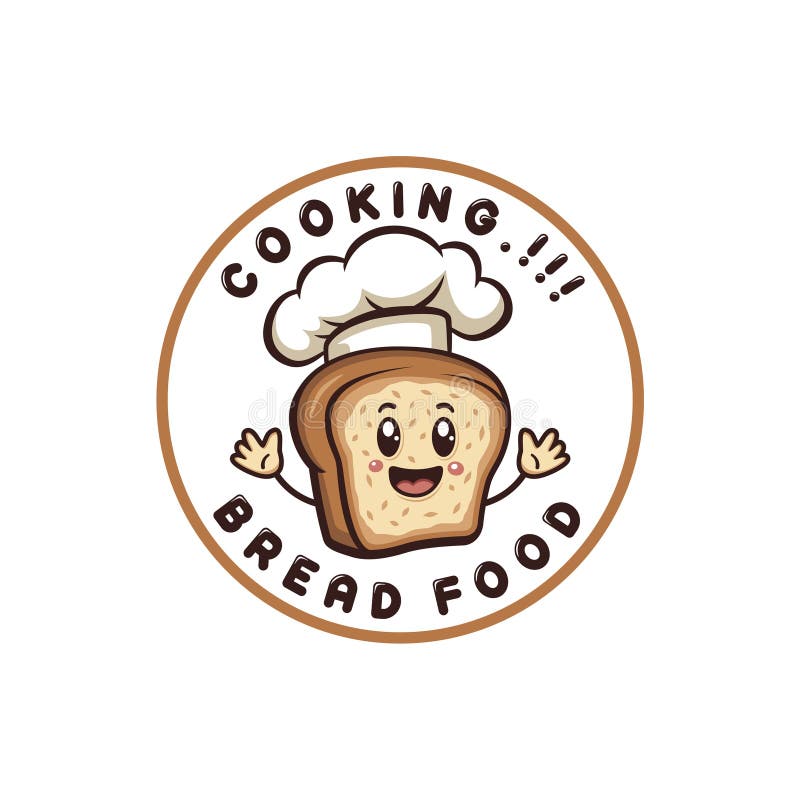 Character Bread with Chef Hat Logo Design Concept Vector. Creative ...