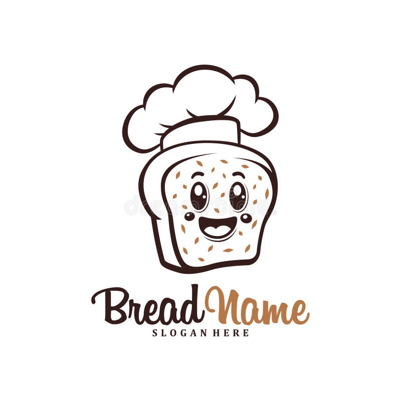 Character Bread with Chef Hat Logo Design Concept Vector. Creative ...