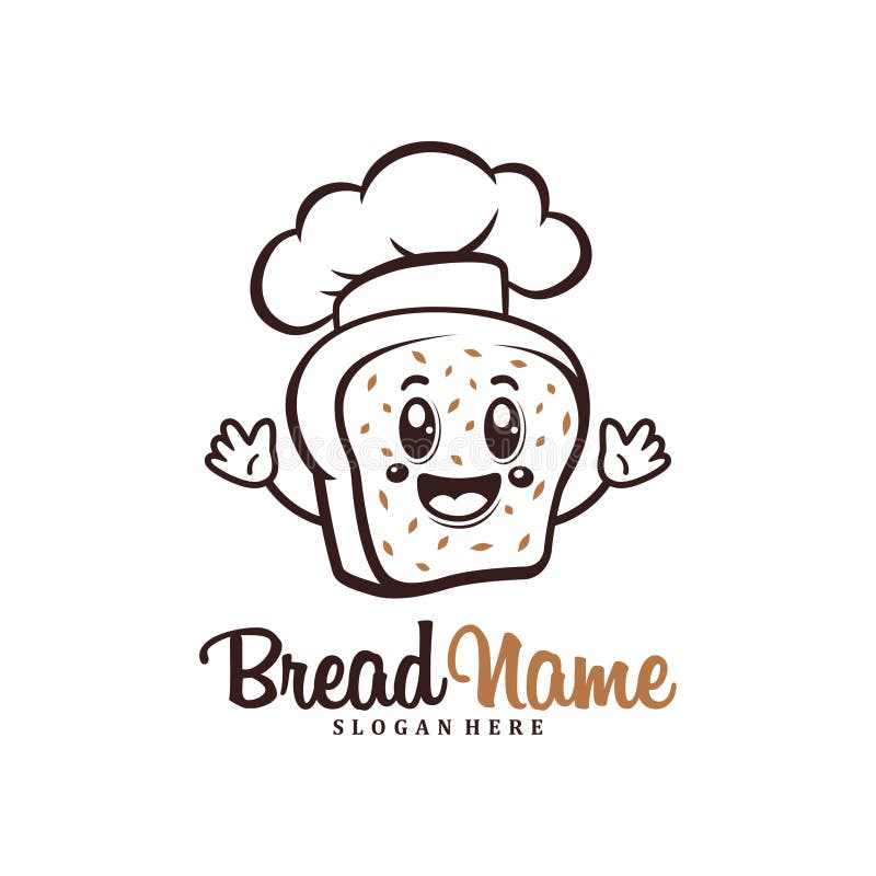 Character Bread with Chef Hat Logo Design Concept Vector. Creative Bread Food Logo Design ...