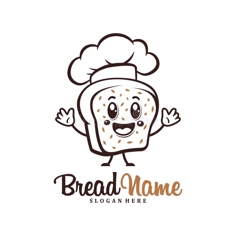 Character Bread with Chef Hat Logo Design Concept Vector. Creative ...