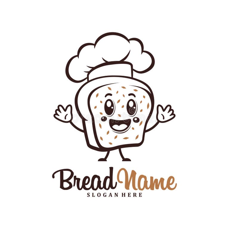 Character Bread with Chef Hat Logo Design Concept Vector. Creative ...