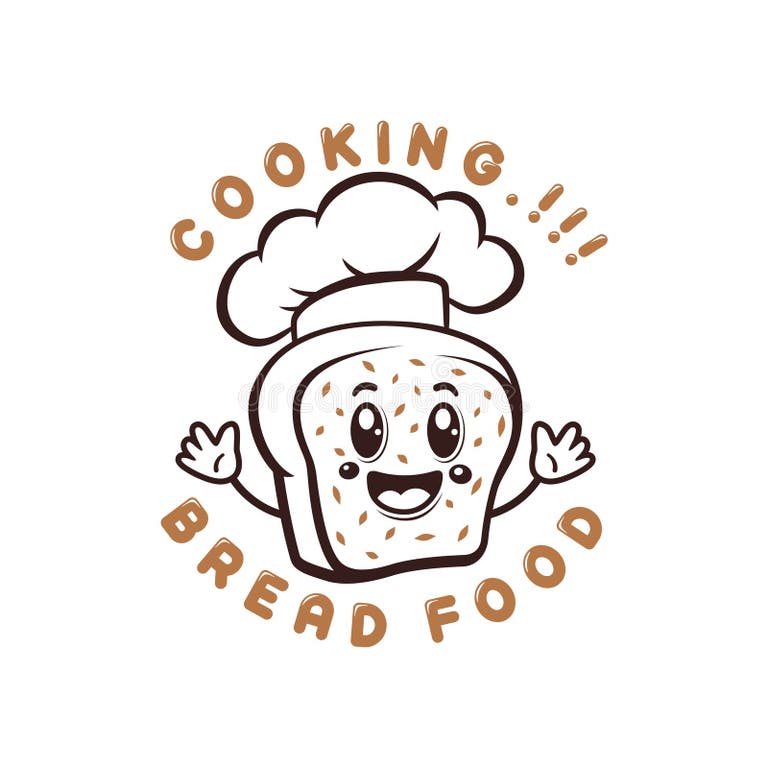 Character Bread with Chef Hat Logo Design Concept Vector. Creative ...