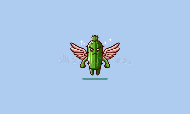 Character Cactus Green Angry with Wings Vector Logo Design Stock Vector ...