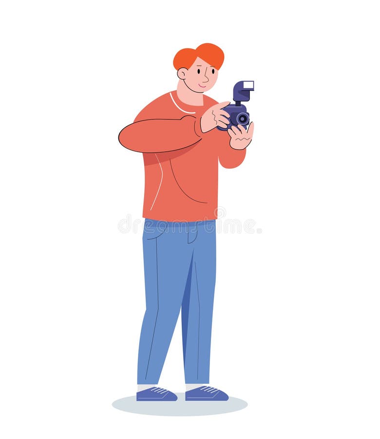 Character with Camera Take a Photo Vector Illustration Stock Vector ...