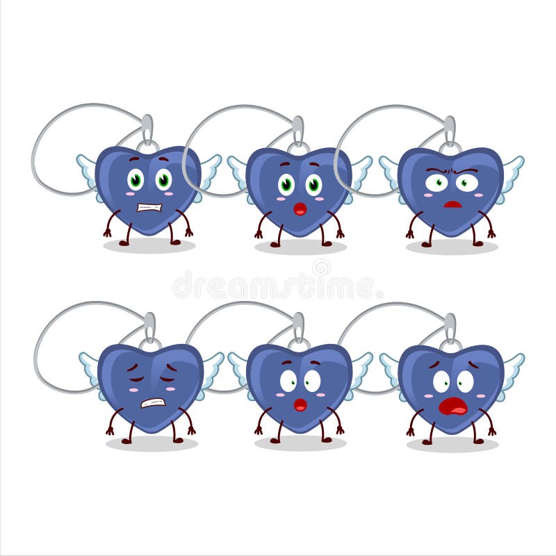 Character Cartoon of Angel Heart Necklace with Scared Expression Stock ...