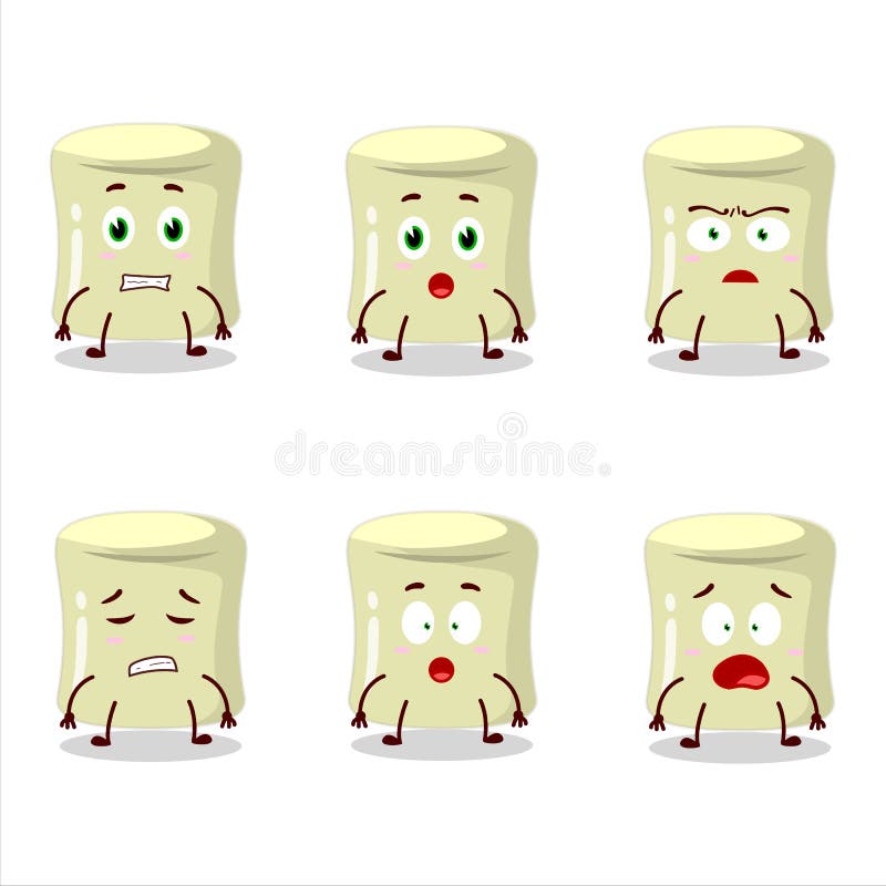 Character Cartoon of Banana Marshmallow with Scared Expression Stock ...