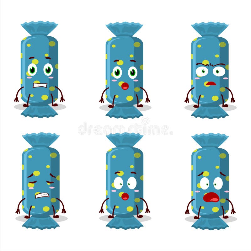 Character Cartoon of Blue Long Candy Package with Scared Expression ...