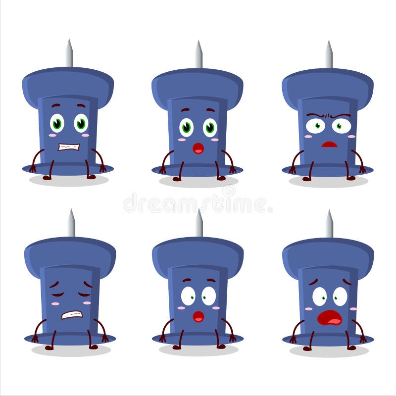 Blue Push Pin Cartoon Character with Nope Expression Stock Vector ...
