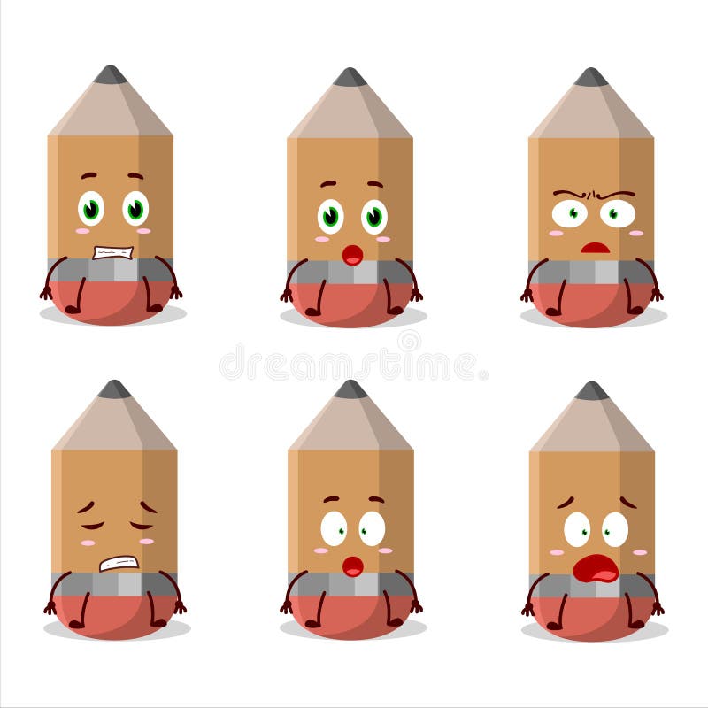 Character Cartoon of Pencil with Scared Expression Stock Illustration ...