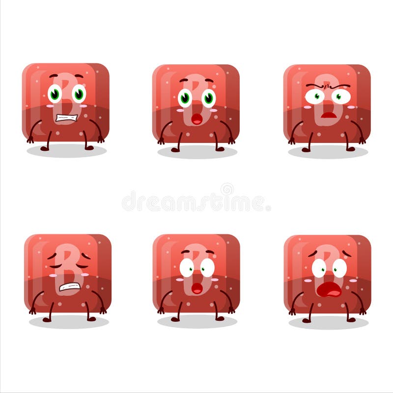 Character Cartoon of Red Gummy Candy B with Scared Expression Stock ...