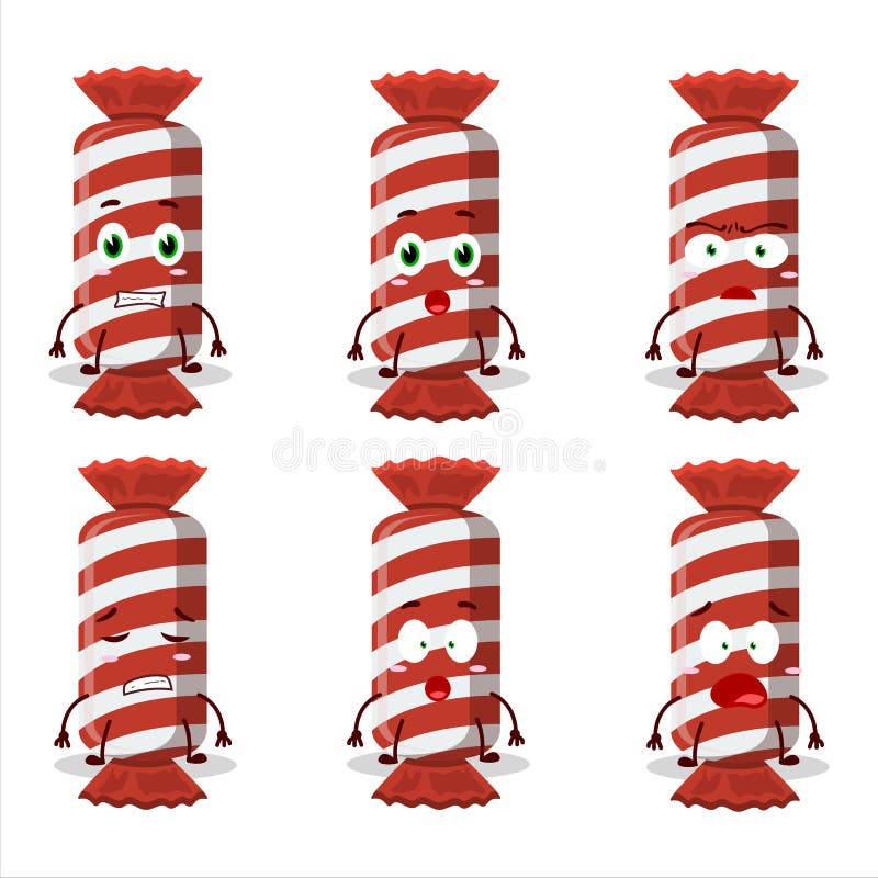 Character Cartoon of Red Long Candy Package with Scared Expression ...