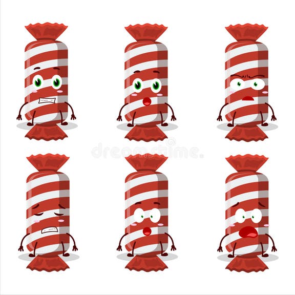Character Cartoon of Red Long Candy Package with Scared Expression ...