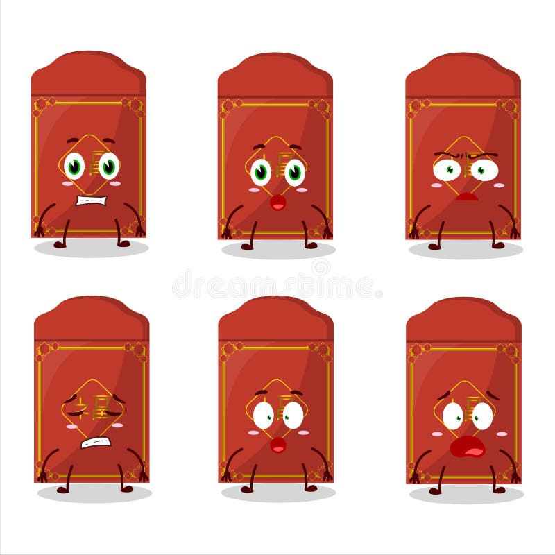 Character Cartoon of Red Packets Chinese with Scared Expression Stock ...