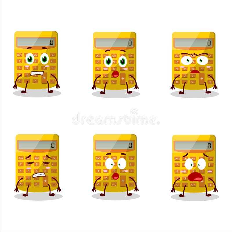 Character Cartoon of Yellow Calculator with Scared Expression Stock ...