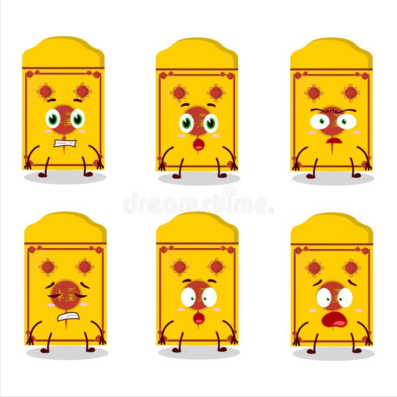 Character Cartoon of Yellow Packets Chinese with Scared Expression ...