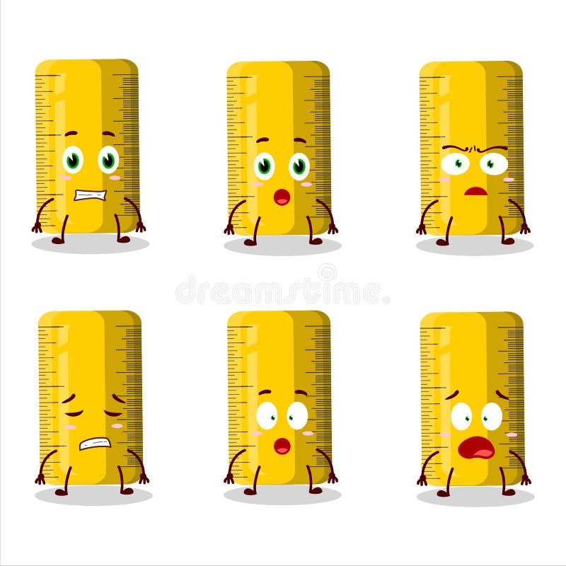 Character Cartoon of Yellow Ruler with Scared Expression Stock ...