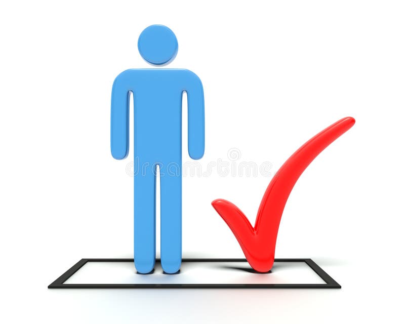 Character with Check Mark Concept in Square. Stock Illustration ...