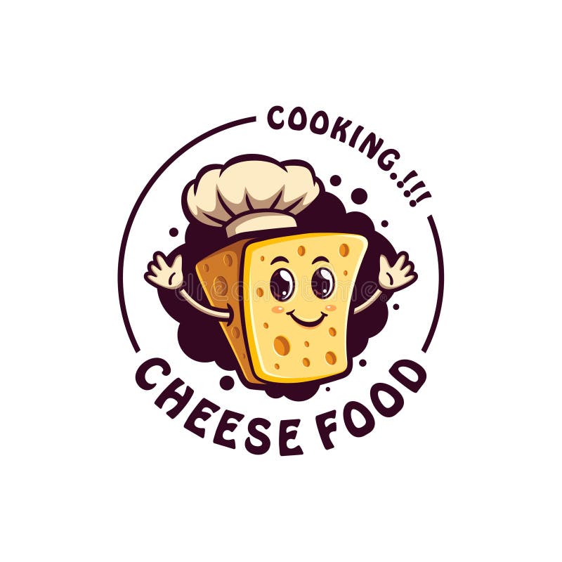 Character Cheese with Chef Hat Logo Design Concept Vector. Creative ...