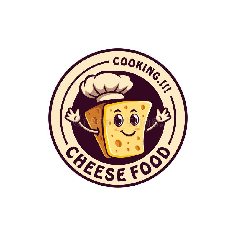 Character Cheese with Chef Hat Logo Design Concept Vector. Creative ...