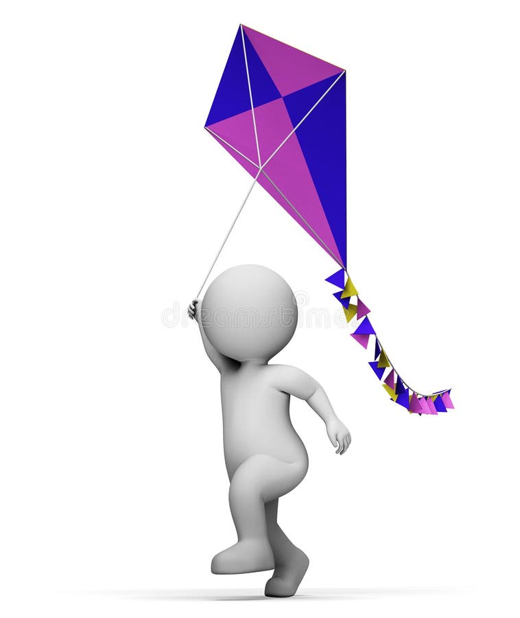 Character Child Shows Free Time and Joy 3d Rendering Stock Illustration ...