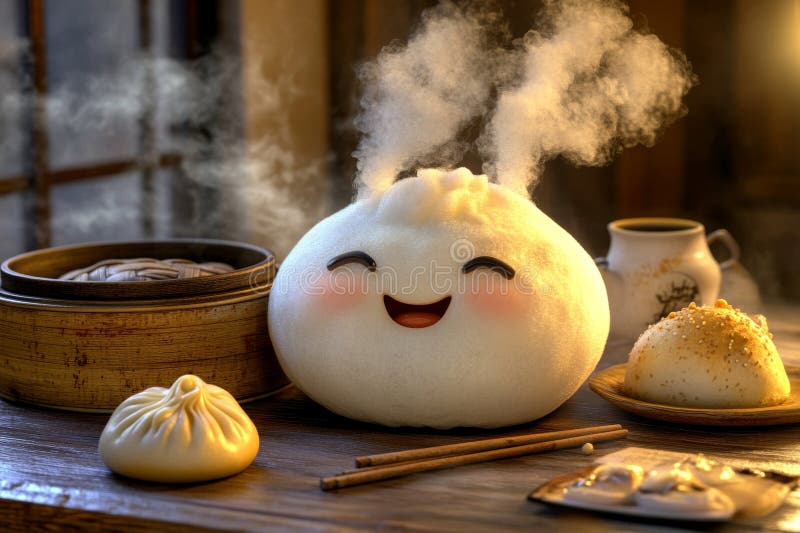 The Character of a Chinese Dumpling on a Restaurant Plate Stock ...