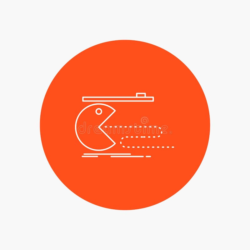 Character, Computer, Game, Gaming, Pacman White Line Icon in Circle ...