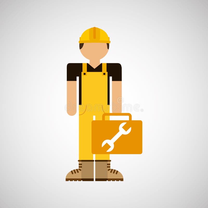 Character Construction Man with Tool Box Wrench Stock Illustration ...